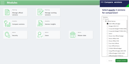 Compare Versions – Reporting for Oracle