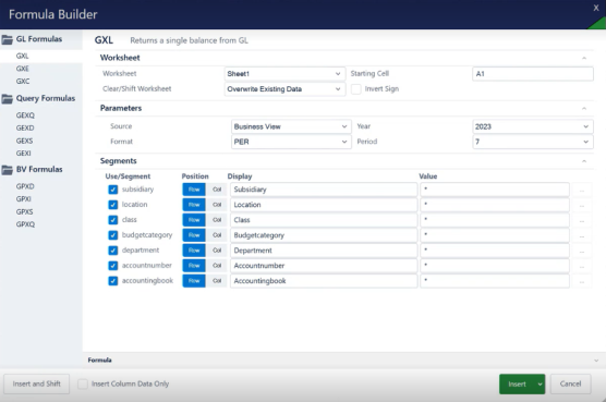 Create a GXL Formula using Business Views – Reporting for Oracle
