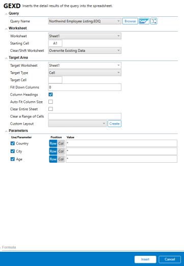 Insert a GEXD with Existing Parameters – Reporting for Oracle