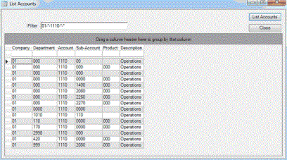 List Accounts for a GXL Formula – Reporting for Oracle