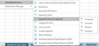 Spreadsheet Server Right-Click Menu – Reporting for Oracle