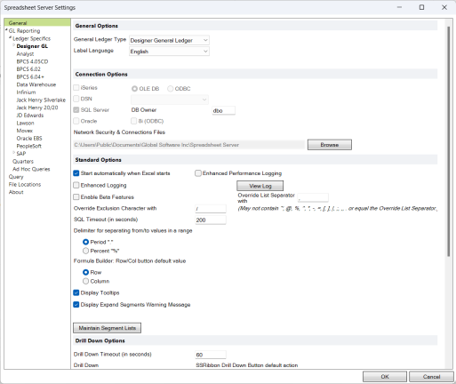 Spreadsheet Server Settings – Reporting for Oracle
