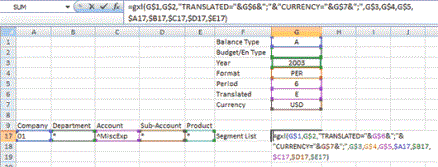 Using Segment Lists or Hierarchy Values in a GXL Formula – Reporting for Oracle
