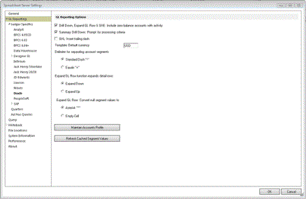 Spreadsheet Server Settings – Reporting for Oracle